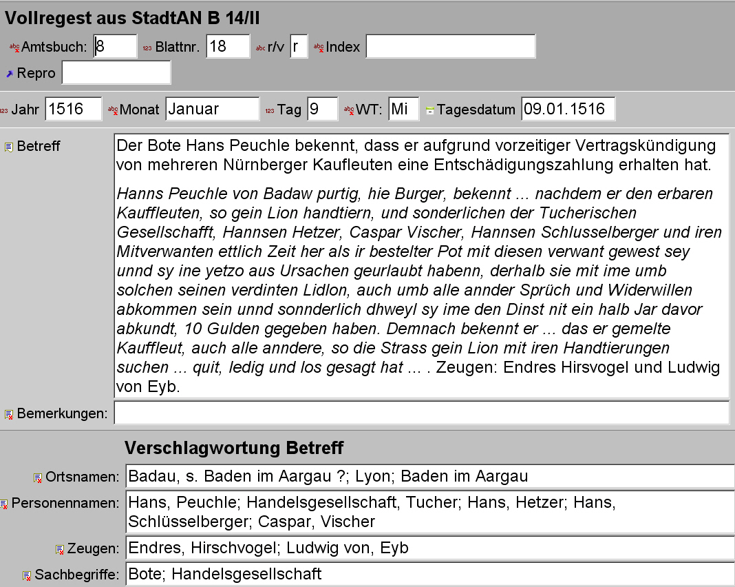 Die Erschließung der Gerichtsbücher 1481 bis 1635 des Bestands StadtAN ...